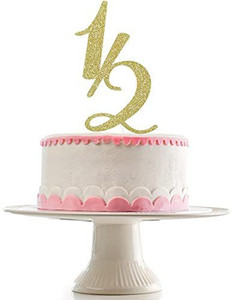 ZYOZI Half Birthday Cake Topper 6 Month Cake Topper- Gold Glitter, Half ...