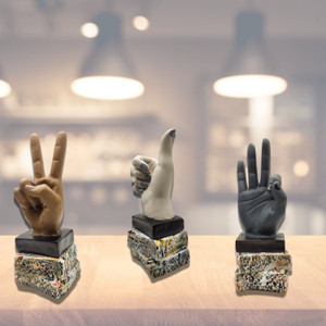 Homebia Set of 3 Hand Gesture Desk Statues Finger Sculpture Décor ...
