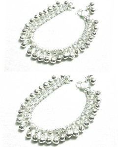 MALABAR ENTERPRISE Silver Anklets for Women Silver Anklet (Pack of 2 ...