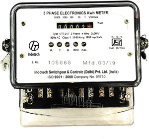 Indotech Three Phase Counter Energy Sub Meter 10-60 Amp Metal ...
