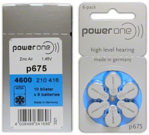 Power one P675 Hearing Aid Batteries 1.45V 5patta pack of 30 batteries ...