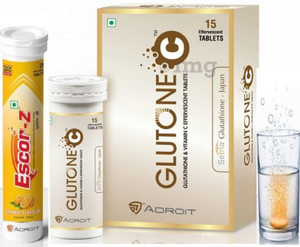 GluTon c C Gluta 500mg Vitamin 60mg & Escor Z Orange flavour ...