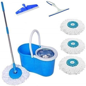 JSN Easy Magic Spin Floor Mop 360 Degree Bucket Mop with Steel Spinner ...