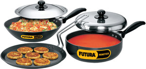Hawkins Futura 3 Pc Cookware Set 3-Flat Tava, All-Purpose and Stir-Fry ...