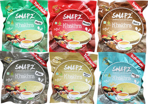 SNAPZ Khakhra Pack of 6, 200 GM Each (Methi, Masala, Jeera, Methi ...