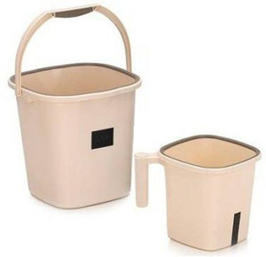 N H Enterprise New Standard Plastic Plain Design Bucket (18 L) & Mug (1 ...