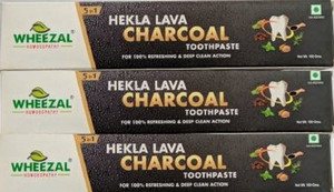 WHEEZAL 5 IN 1 HEKLA LAVA CHARCOAL TOOTHPASTE [PACK OF 3][100 GMS x 3 ...