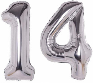 Flipkart.com | FANEX Solid 16” No.14 Silver Foil Balloon for 14th Year ...