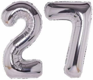 Flipkart.com | FANEX Solid 16” No.27 Silver Foil Balloon for 27th Year ...