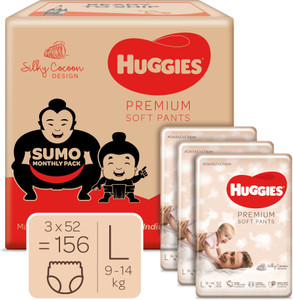 Huggies Premium Soft Pants Sumo Pack - L - Buy 156 Huggies Pant Diapers ...