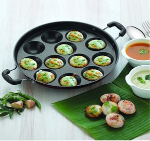 NEHAAL 13 Cavities Non Stick Appam Patra with Lid and Side Handle ...