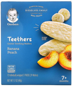 GERBER Gerber Teethers Gentle Teething Wafers, Banana and Peach - 48g ...