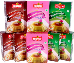 Five Star Caramel Pudding Mix 3 Vanilla 3 Chocolate 2 Strawberry Combo ...