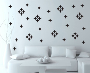 Sticker Hub 80 cm Diamond shape black matt wooden cut sticker for home ...