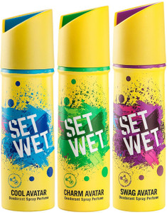 SET WET Deodorant Spray Pack of 3, Cool+Charm+Swag Avatar 150ml x 3 ...