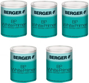 Berger BP White Primer Water Thinnable Cement Primer Pack of 5 Latex ...