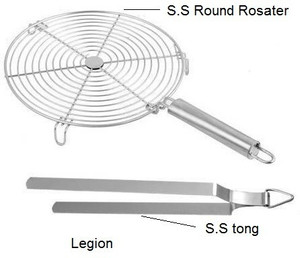 Legion Stainless Steel Wire Round Roster with Steel Tong .(Papad Jali ...