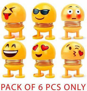 YOUNG STAR 6 UNIT Smiley Spring Cute Emoji Bobble Head Dolls Car ...