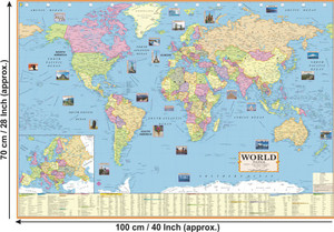 WORLD POLITICAL MAP | Size (40 inch X 28 inch) World English | Paper ...