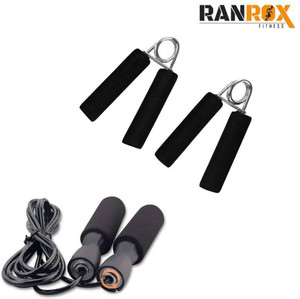 RANROX Foam Handle Skipping Rope & Hand Gripper (Black) Fitness ...