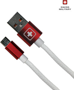 SWISS MILITARY Micro USB Cable 2.4 A 1.2 m Aluminium Connector TPWHM ...