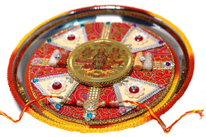 THE RPM HUB Thread Steelness Designer & Ethnic Acrylic Thali for Raksha ...