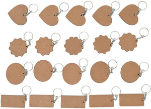 DI-KRAFT MDF Key Chains Wood Sheet Craft - MDF Plain Multi Shaped Key ...