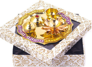 COPPER KITCHEN Pure Brass Satvik Puja Thali Set Rakhi and Diwali Poojan ...