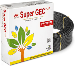 SUPER GEC PREMIUM House Wiring Cable (11 Gg) 10 sq/mm Black 90 m Wire ...
