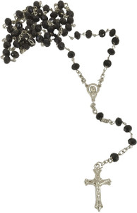 Uniqon Unisex 8mm Black Stone Crucifix Rosary Crystal Moti Beads Pearl ...