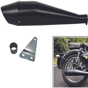 GOLSM Dolphin silencer Black Glasswool Exhaust Royal Enfield Classic ...