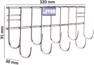 Levon Stainless Steel Laddle Hook Rail | 9 Hooks Laddle Cradle For ...