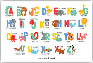 Animal alphabates poster for kids Fine Art Print - Art & Paintings ...