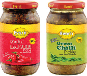 Everin Natural Ingredient Homemade Red Chilli, Green Chilli Pickle ...