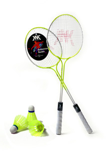 KNK Double Shaft Florescent Badminton Racket Pack Of 2 Piece With 3 ...