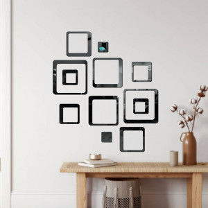 Sticker Daddy 50 cm 12 Square Black wall mirrors|acrylic stickers ...