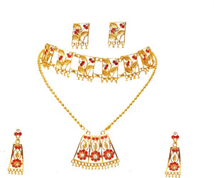 balaji gold Copper Gold-plated Red, White Jewellery Set Price in India ...