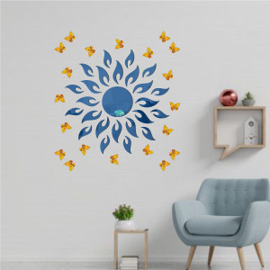 SWATI ART GALLERY 17.78 cm Blue Sun 10 Butterfly -660 Self Adhesive ...