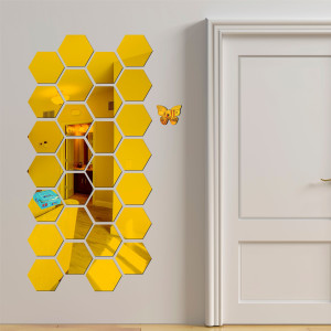 Sticker Daddy 50 cm 28 Hexagon Golden wall mirrors|acrylic stickers ...