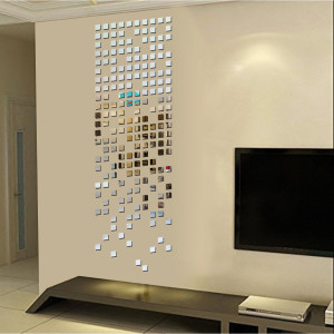 SWATI ART GALLERY 3 cm 100 Sqaure Silver -568 Self Adhesive Sticker ...