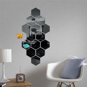 Sticker Daddy 50 cm 14 Hexagon Black wall mirrors|acrylic stickers ...