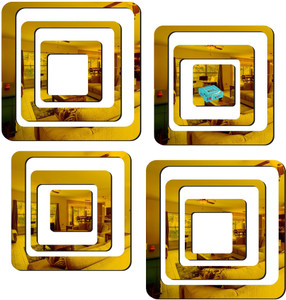 YIQZNK 50 cm 12 Square Golden wall mirrors|acrylic stickers|mirrors.418 ...
