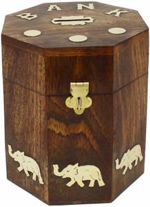 CRAFTS CARTS Wooden Money Bank Safe Kids //Wooden Money Box Hexagon ...