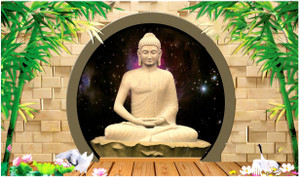 DivineDesigns 53 cm Bricks Gautam Buddha Vinyl Sticker Self Adhesive ...