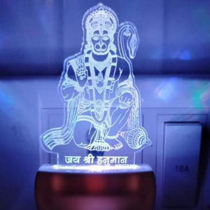 KRITAM Lord Hanuman ji 3D Multi Colour Night Lamp Table Lamp Price in ...