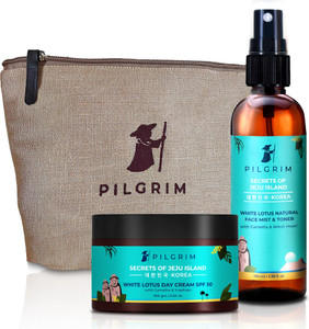 Pilgrim White Lotus & Yugdugu Radiant Face Combo with Jute Bag | Face ...