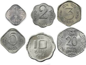 jaya collection SET OF 6 VERY OLD COINS – 1 PAISA, 2 PAISE, 3 PAISE, 5 ...