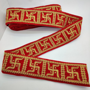 DHYANI ART MATA CHUNRI SWASTIKA BORDER,MADE OF RED VELVET CLOTH WITH ...