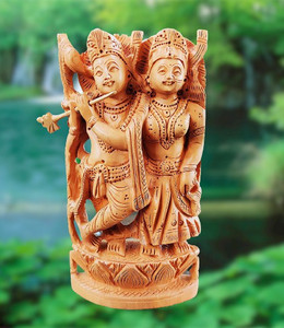 Ishu handi artistic Wooden Handmade Radha Krishna Idol for Home ...