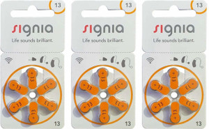 Signia Hearing Aid Battery Pack of 3 strips (18 batteries) Size 13 no ...